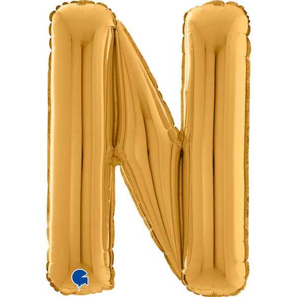 Folieballong med bokstaven N, 66 cm, guld | CDON