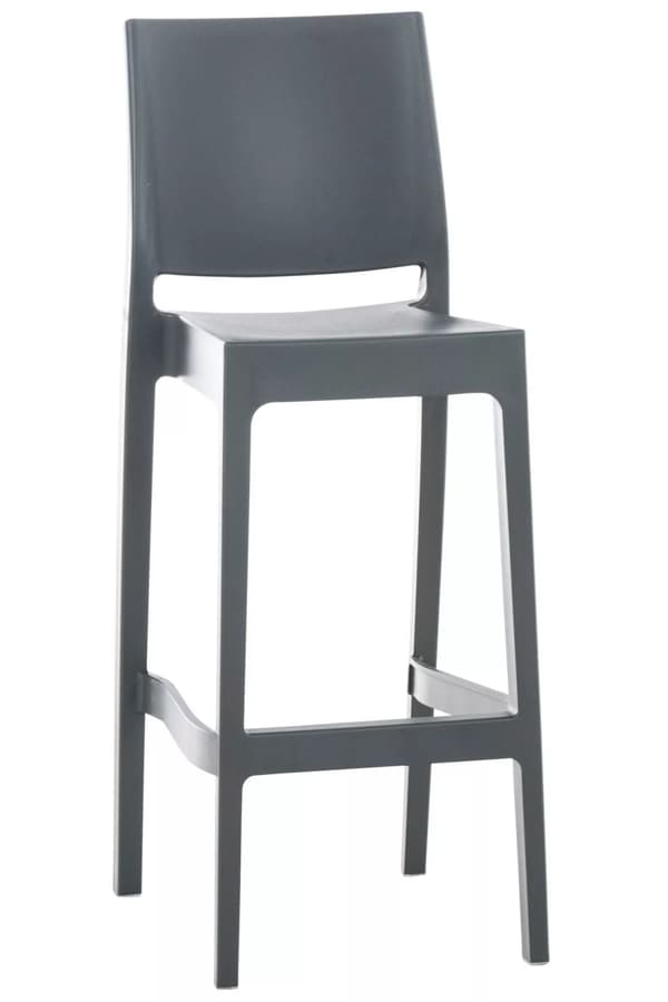 Maya Dark Grey Plastic Bar Stool - Indoor/Outdoor, Stackable ...
