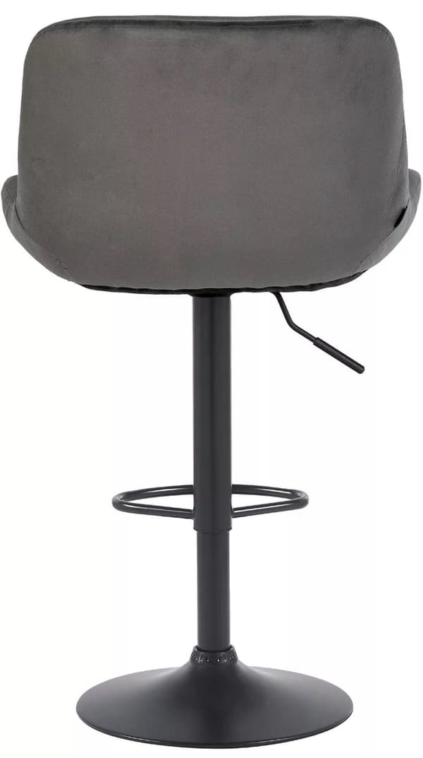 Solon Dark Grey Velvet Bar Stool with Matte Black Metal Frame - Height ...