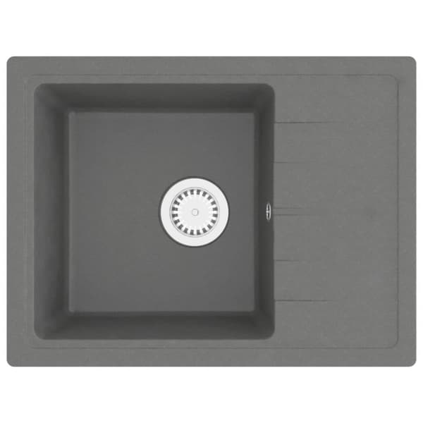 vidaXL Diskho med bräddavlopp oval grå granit | CDON