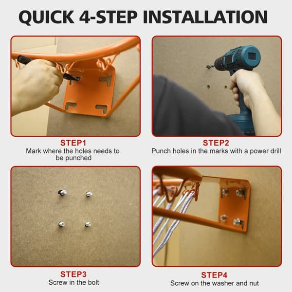 45,7 cm basketkorg med nät, robust flexibel basket-ring för vägg- och ...