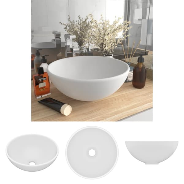 The Living Store Lyxigt runt handfat matt vit 32,5x14 cm keramik ...