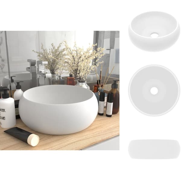 Handfat - Living Lyxigt runt handfat matt vit 40x15 cm keramik | CDON