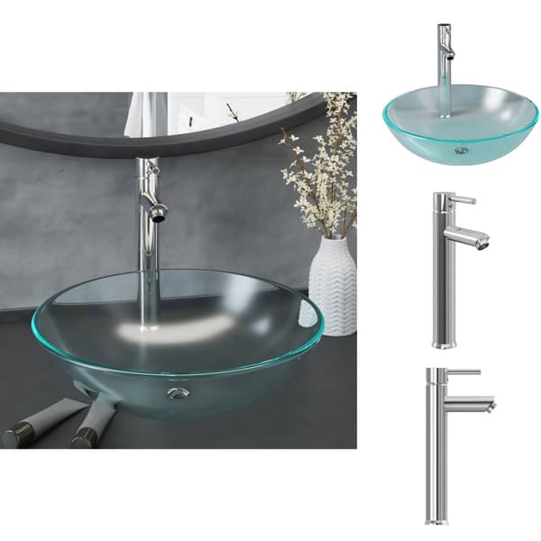Handfat - Living Handfat med kran och bottenventil frostat härdat glas ...