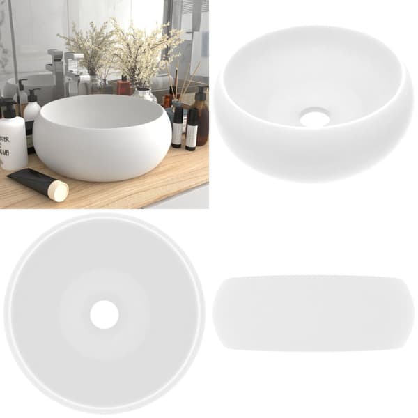 Lyxigt runt handfat matt vit 40x15 cm keramik - Lyxigt Handfat ...