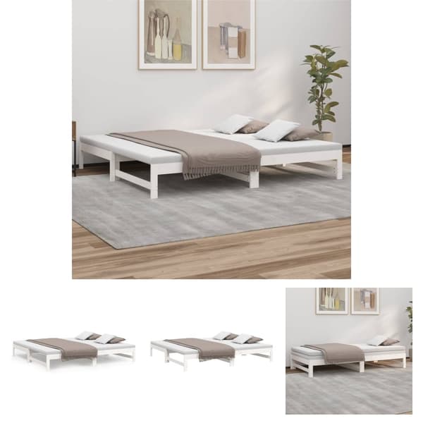 The Living Store daybed med udtræk 2x(80x200) cm massivt fyrretræ hvid ...