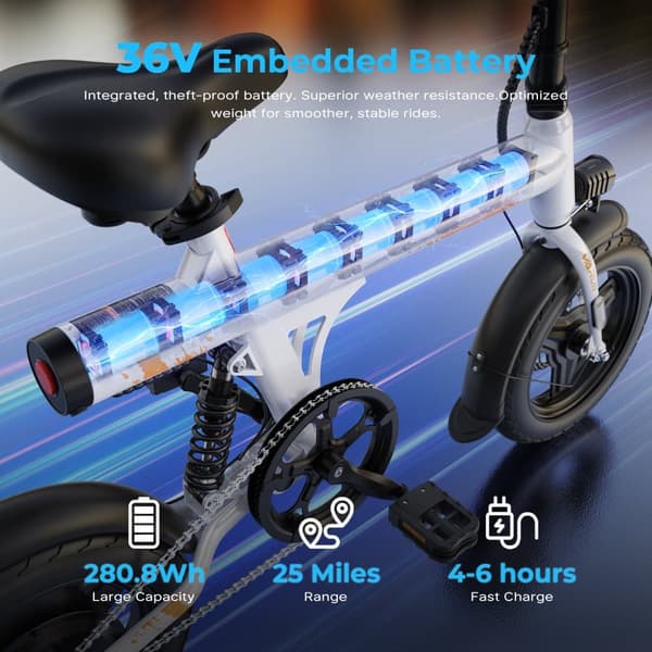 VARUN C14-1 Elcykel För Vuxna 250W Motor 36V 7.8AH Batteri 14" Däck ...