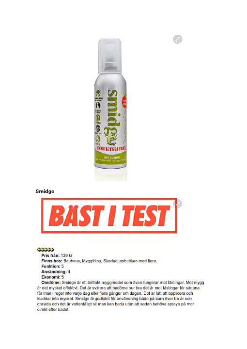 myggspray bäst i test, SMIDGE INSEKTSSPRAY 75 ML 3-PACK | CDON