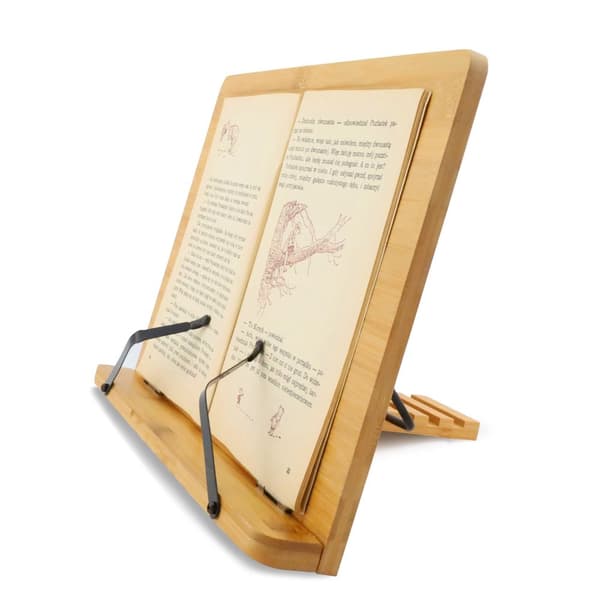 Bogholder lavet af bambus - bogholder læsestand bogholder kogebogsholder bogstøtte træ 5 ...