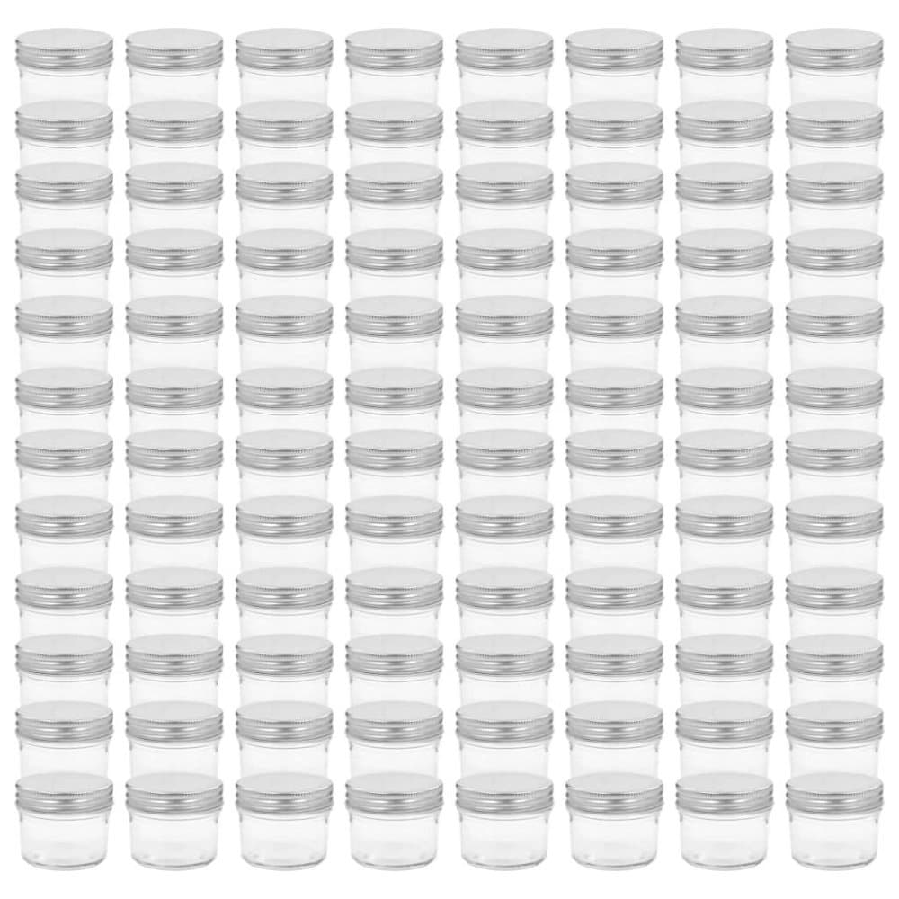 vidaXL Syltburkar i glas med silvriga lock 96 st 110 ml | CDON