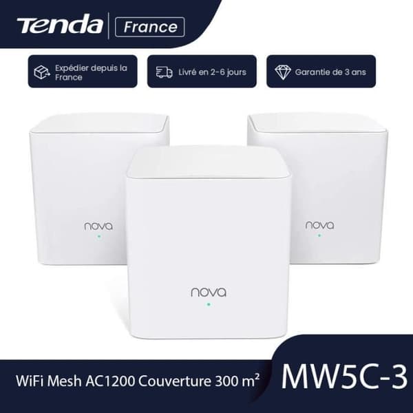 Mesh-system - TENDA - Nova MW5C - Täckning 300 m² - WiFi AC1200 ...