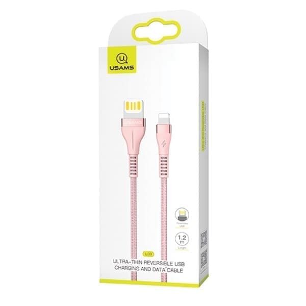 USAMS U33 Lightning punottu kaapeli 1,2 m 2A Pikalataus pinkki/pinkki SJ360USB03 (US-SJ360) | CDON