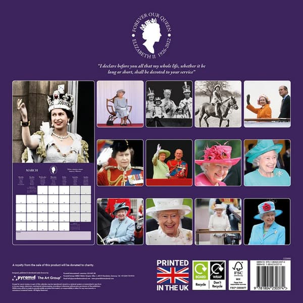 Queen Elizabeth II Fejring af livet 2023 vægkalender i papir | CDON