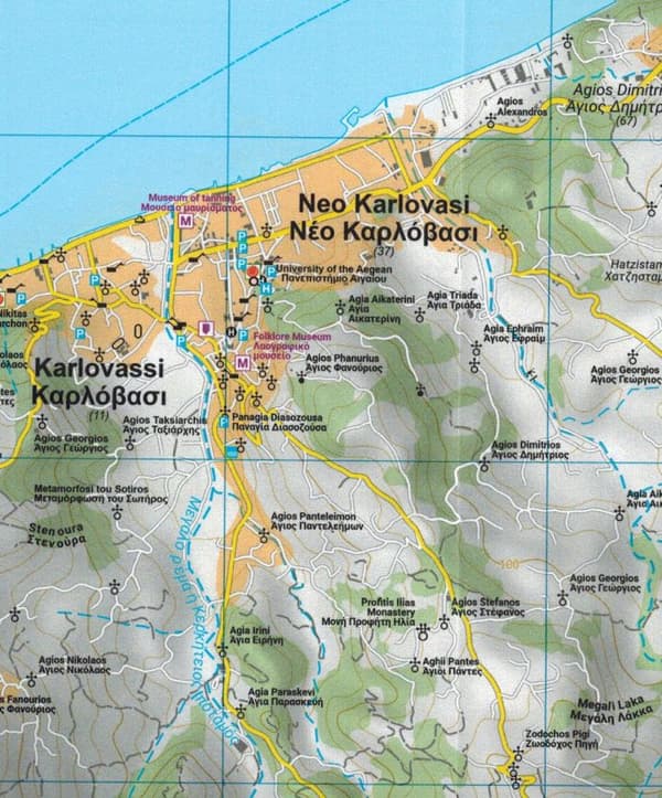 Samos 1:35 000. Vattentät väg- och turistkarta WKG 1:a upplagan 2024 ...