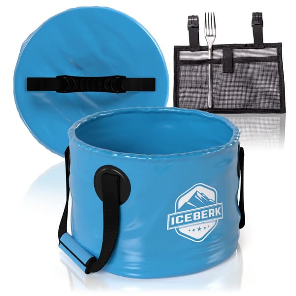 Iceberk foldeskål med låg og netpose - 11L | Bærbar udendørs foldespand ...