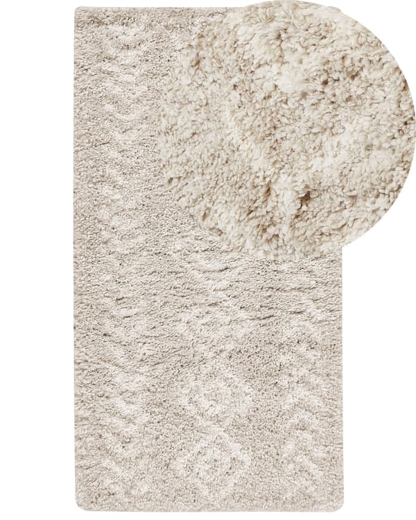 Gulvteppe Teppe Beige 80 x 150 cm Shaggy Rektangulært Geometrisk ...