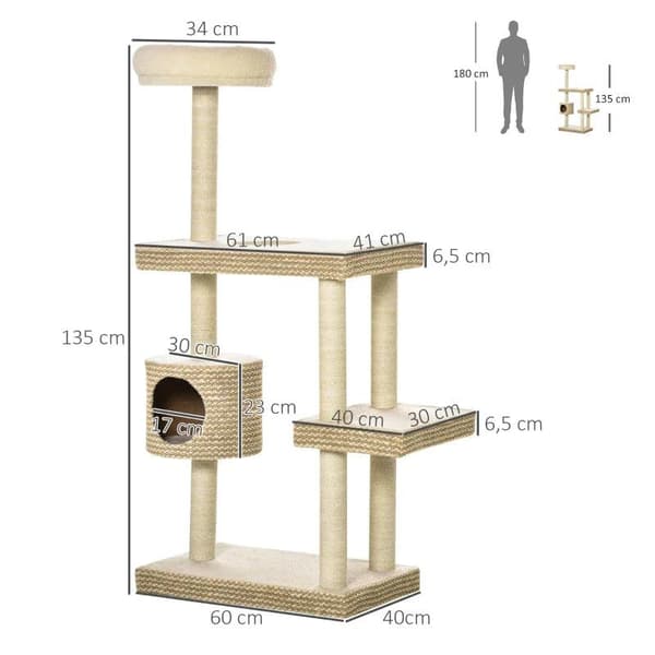 Rootz Skrapstolpe Kattträd Kattsäng Kattskrapa Beige Kaffe 60