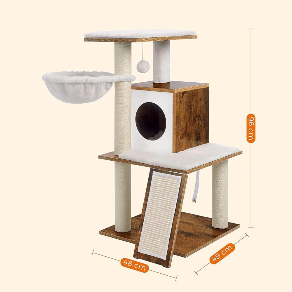 Rootz Cat Tree Skrapstolpe Katthus Grotta Hängmatta Valnöt