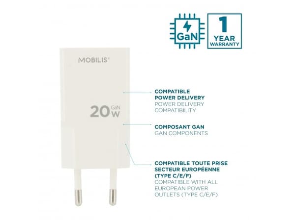 Mobilis - Strömadapter - ultra-kompakt - 20 Watt - PD/PPS, Fast Charge ...