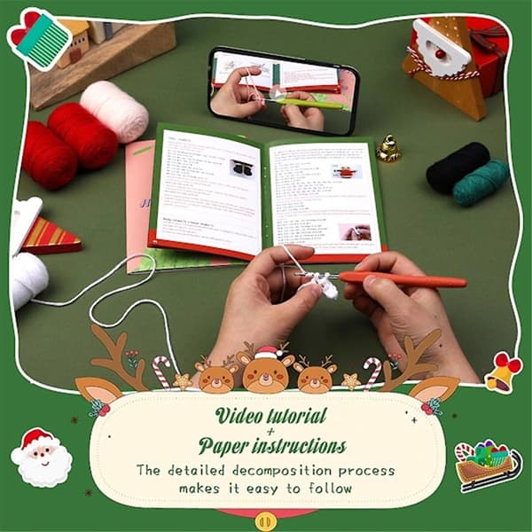 Julpynt DIY-virknålset, inklusive plyschleksaker, enkelt och lätt att ...