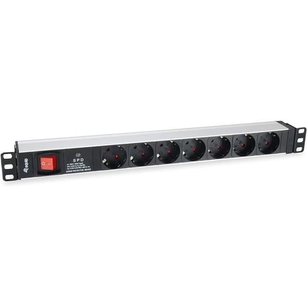 19 1u 7 Outlet Power Strip Rack med strömbrytare och spd | CDON