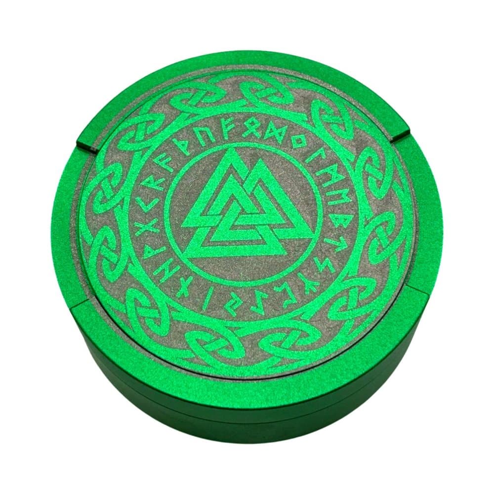 Snusboks i grønn aluminium med Valknut vikingsymbol | CDON