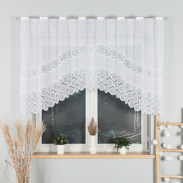 MARIA - Färdig jacquardgardin med underskärning nedtill - 250x120 cm - vit | CDON