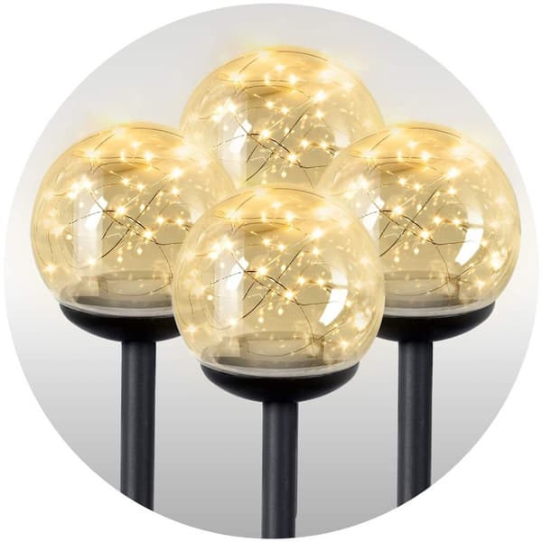 Solcellelampe, transparent kugle, 4 stk. Ilumen LS-103 | CDON