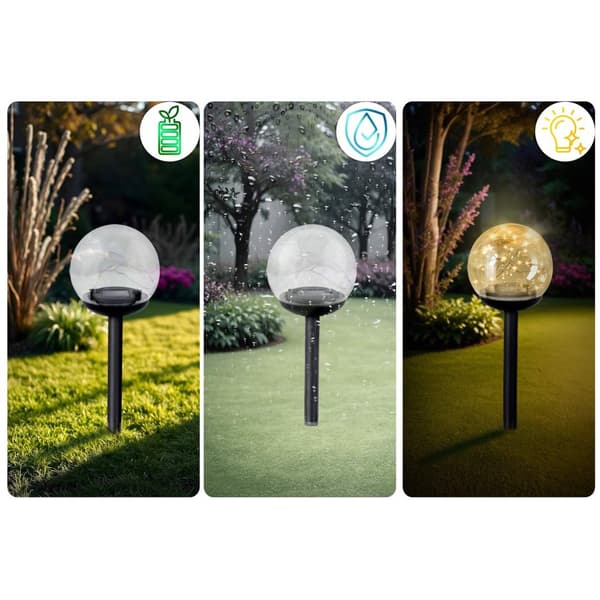 Solcellelampe, transparent kugle, 4 stk. Ilumen LS-103 | CDON