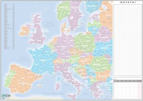 Eurooppa - postinumerot. Postinumerokartta. Pöytäalusta ja muistikirja ...