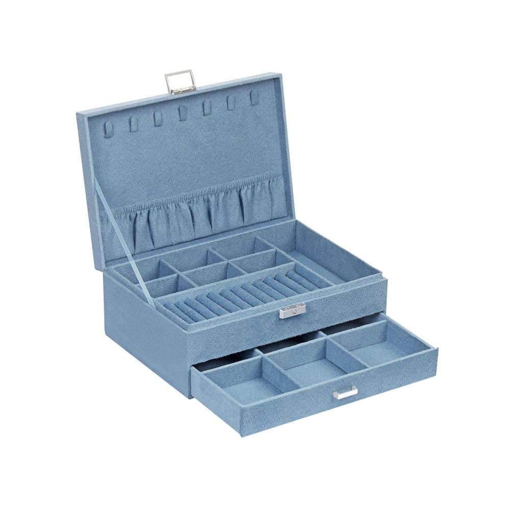 Smykkeskrin - smykkeskrin - fløjl - med skuffe - blå | CDON