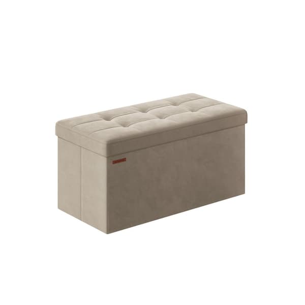 Foldable Storage Ottoman – Fabric – Camel Brown – Compact Design with ...