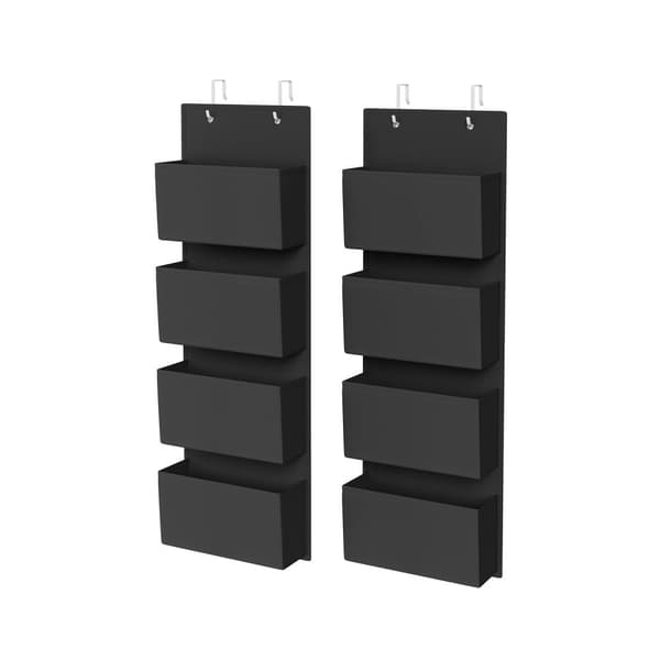 Set of 2 Over-Door Storage Organisers – Fabric – Ink Black – 4 Pocket ...
