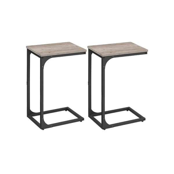 Set of 2 C-Shaped Side Tables – Metal Frame – Heather Greige and Ink ...