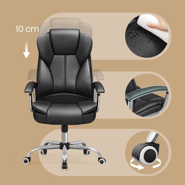 Executive Office Chair – PU – Black – High Back, Large Seat, Tilt ...