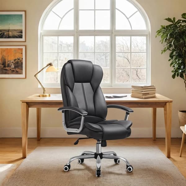 Executive Office Chair – PU – Black – High Back, Large Seat, Tilt ...