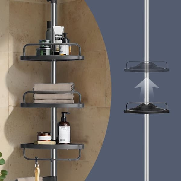 Telescopic Corner Shower Shelf – Stainless Steel – White and Silver ...