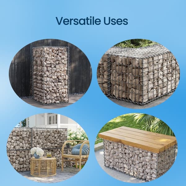 Metal Gabion Cage Basket – Silver – Set of 4 – 5 x 10 cm Mesh for ...