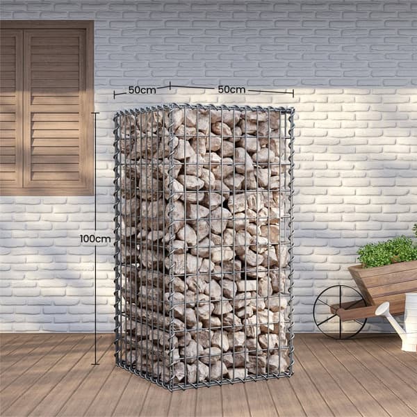 Metal Gabion Cage Basket – Silver – Set of 4 – 5 x 10 cm Mesh for ...