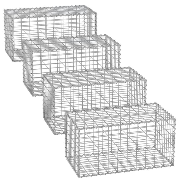 Metal Gabion Cage Basket – Silver – Set of 4 – 5 x 10 cm Mesh for ...