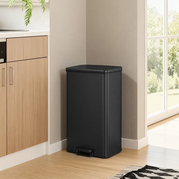 Large Step Waste Bin – Steel – Black – Soft Close Mechanism with Lid ...