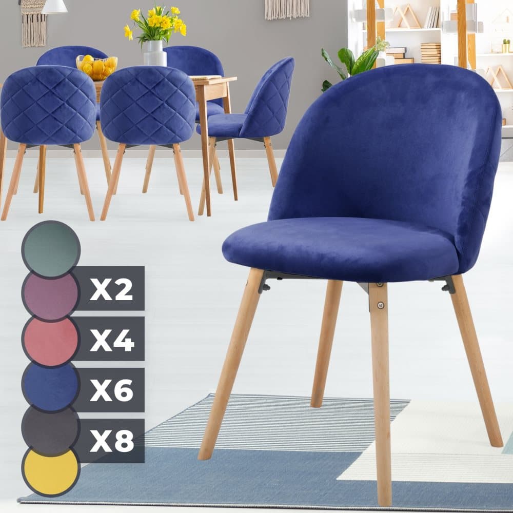 Miadomodo - Sammet Matstolar - Set om 6 - Skandinavisk Stil - Kuddar ...