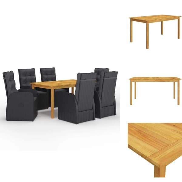 Utemöbelgrupper - Living Matgrupp för trädgården 7 delar svart | CDON