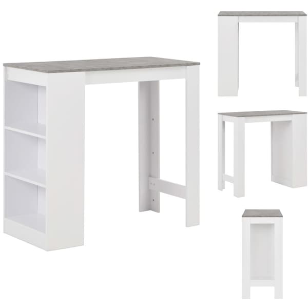 Spiseborde - Living barbord med hylde 110 x 50 x 103 cm hvid | CDON