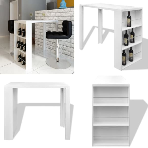 Barbord MDF med vinhyllor högglans vit - Barbord - Barbord Och Stol ...