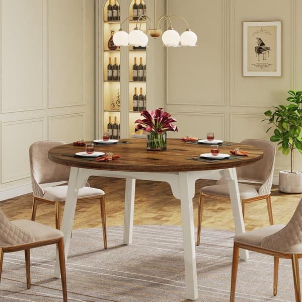 Tribesigns Runt Matbord, Industriellt Köksbord, 75 cm H x 120 cm B x ...