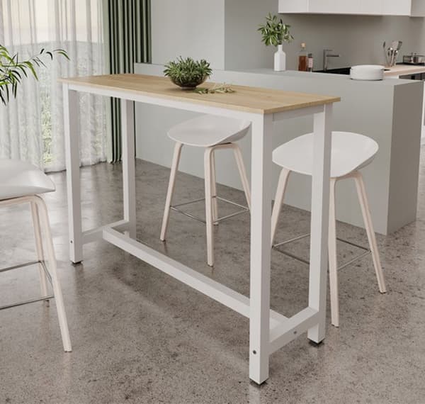 Högt barbord | 140 x 100 x 40 cm | Färg Vit och Sonoma | Kök bord för 2 ...