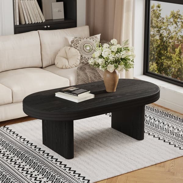 Mid Century Modern ovalt rillet sofabord, rustikt træcocktailbord ...