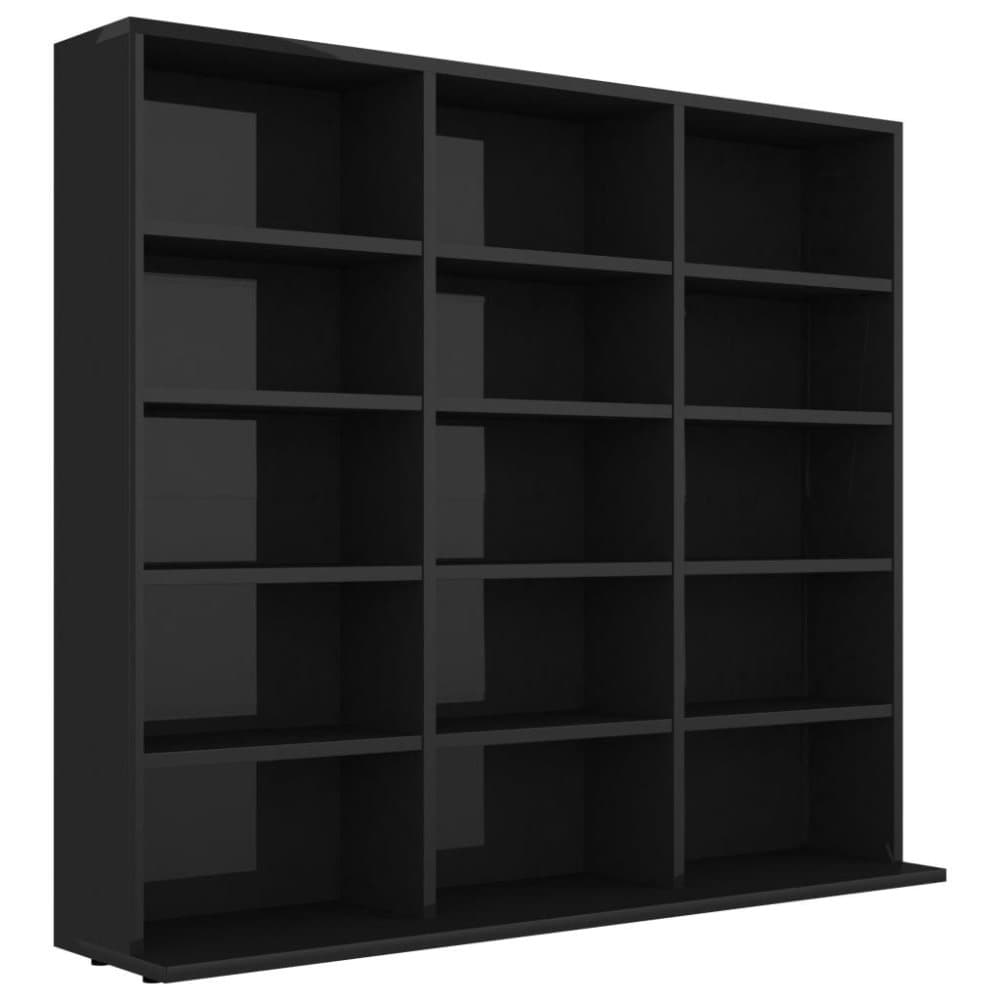 vidaXL CD-hylly korkeakiilto musta 102x23x89,5 cm lastulevy | CDON