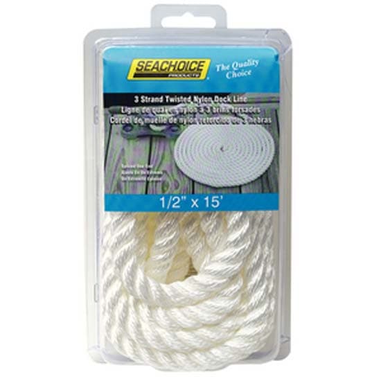 Seachoice Dock Line 3 Strand Braided Nylon Rope Vit 16 mm x 7.6 m | CDON